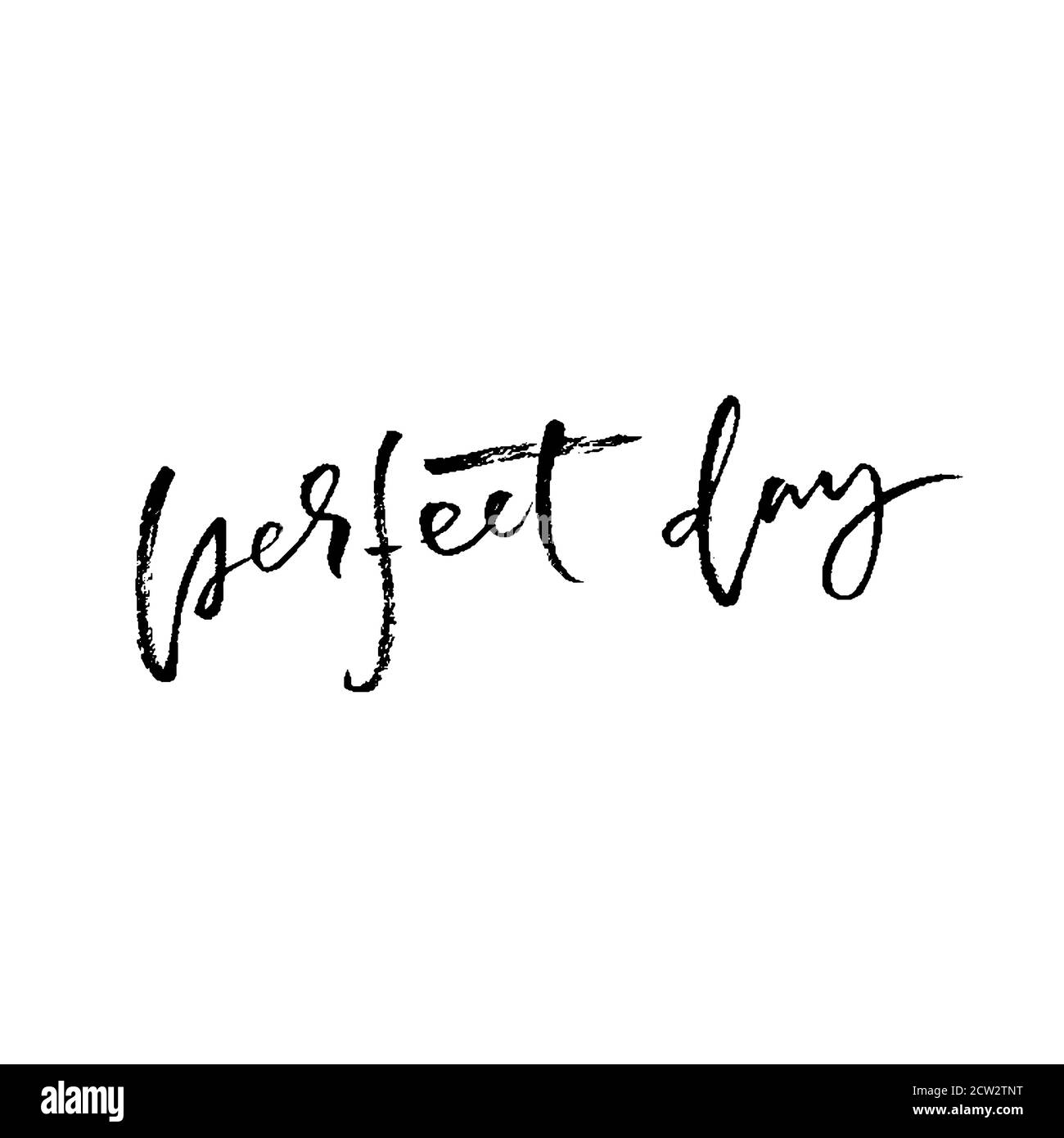 Perfect day. Hand drawn modern brush lettering. Typography banner. Ink ...