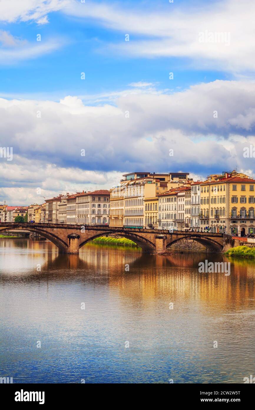 Ponte Santa Trinita (Holy Trinity Bridge) as seen from Ponte Vechhio ...