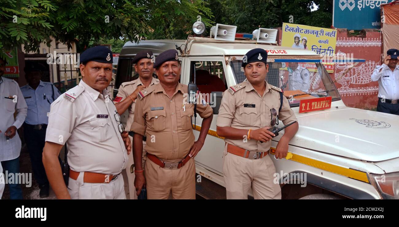 DISTRICT KATNI, INDIA - SEPTEMBER 17, 2019: Indian Police force ...