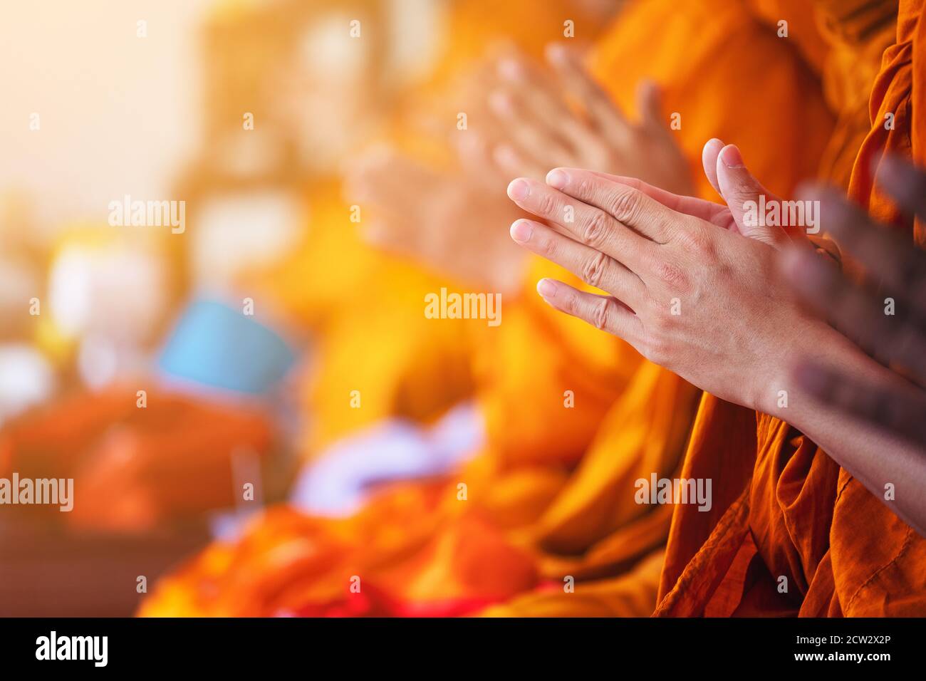 southeast Asia, pray of monks on ceremony of buddhist in Thailand Stock ...