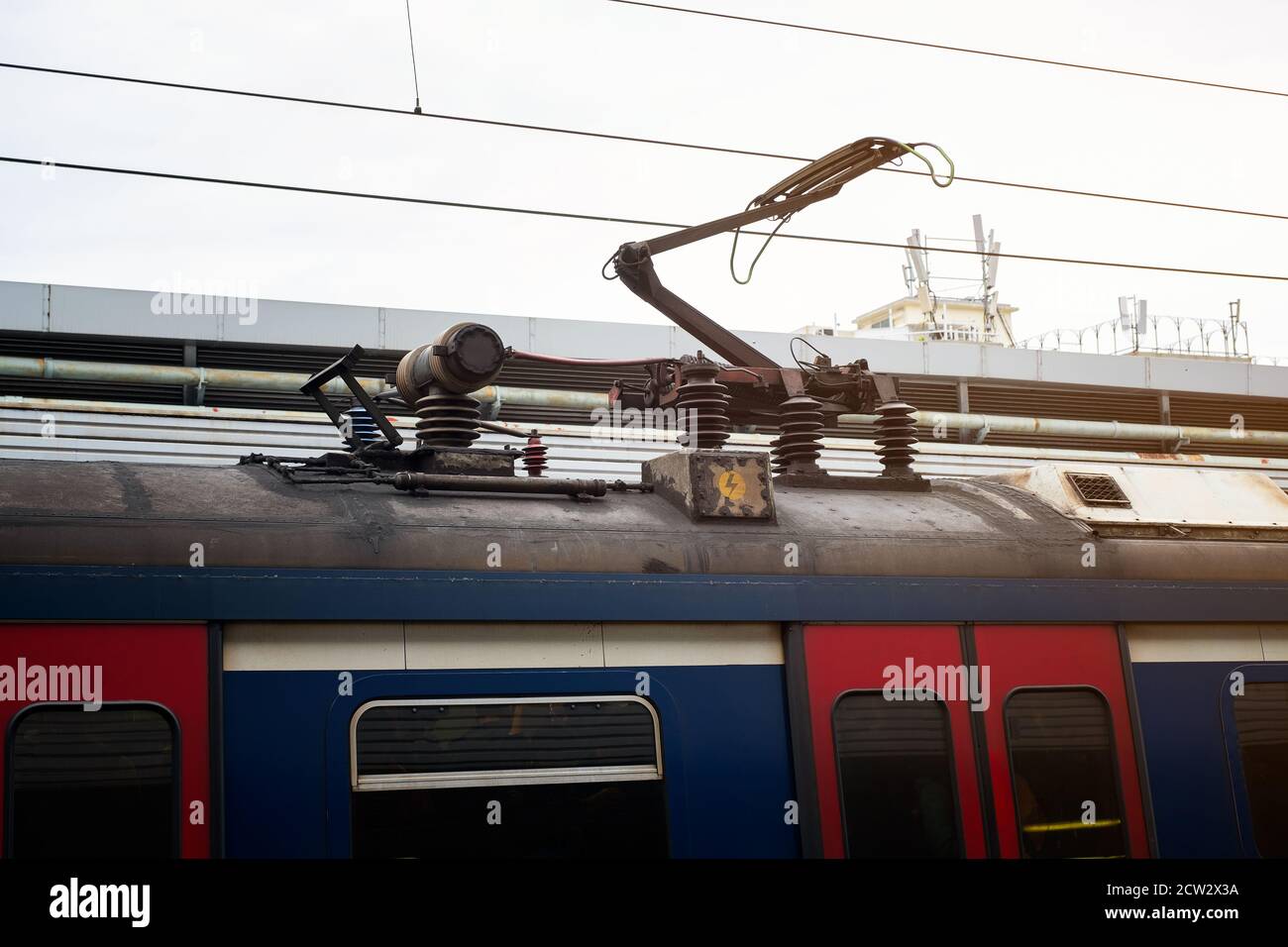 Electric train trolley pole railway electrification system, overhead ...