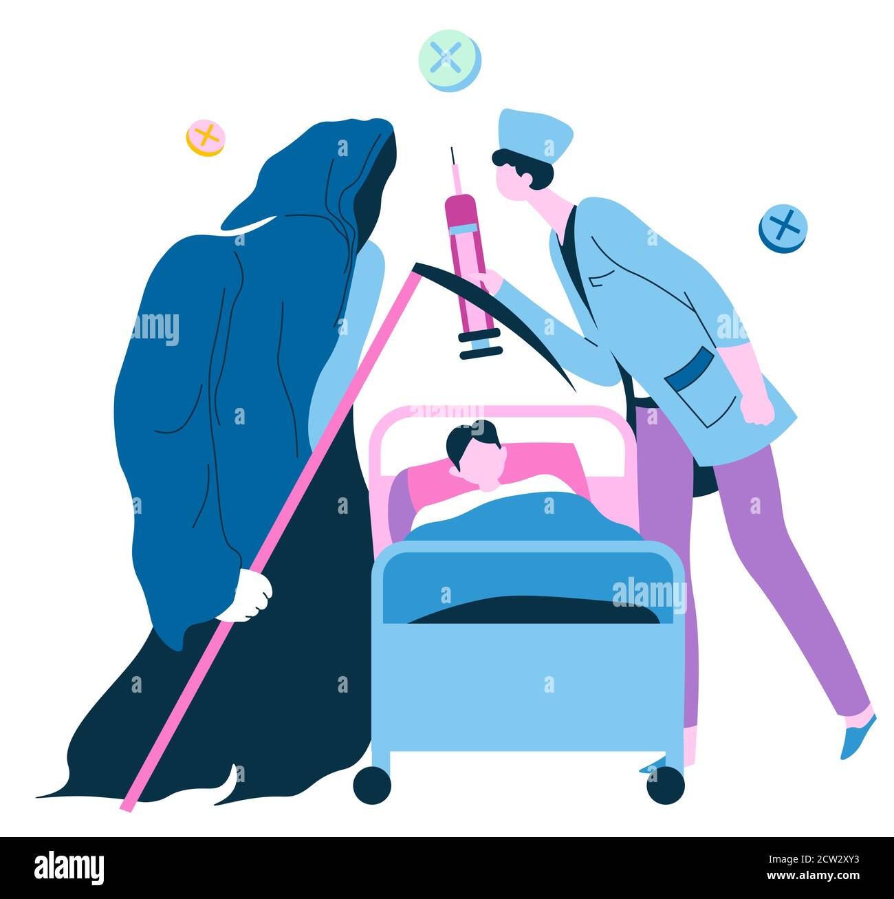 Doctor saving patient from death, hospital healthcare vector Stock ...