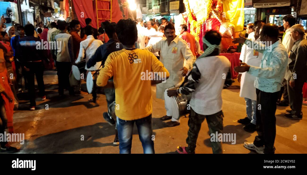 DISTRICT KATNI, INDIA - AUGUST 08, 2019: Indian people playing music ...
