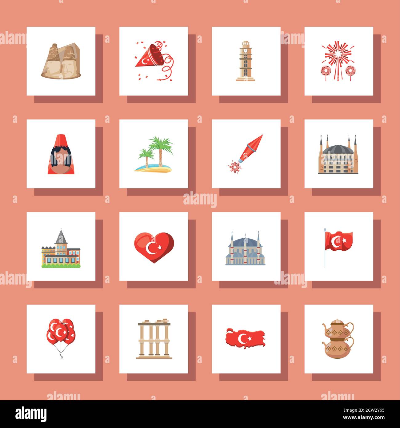 Turkish detailed style icons collection design, Turkey culture travel ...