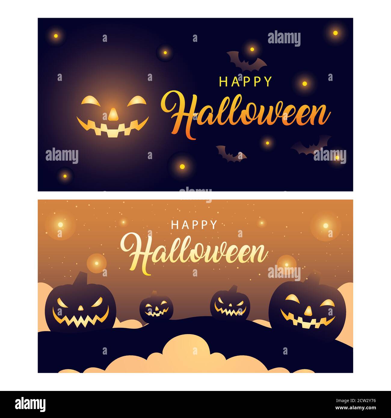 happy halloween banners set design, happy holiday and scary theme ...