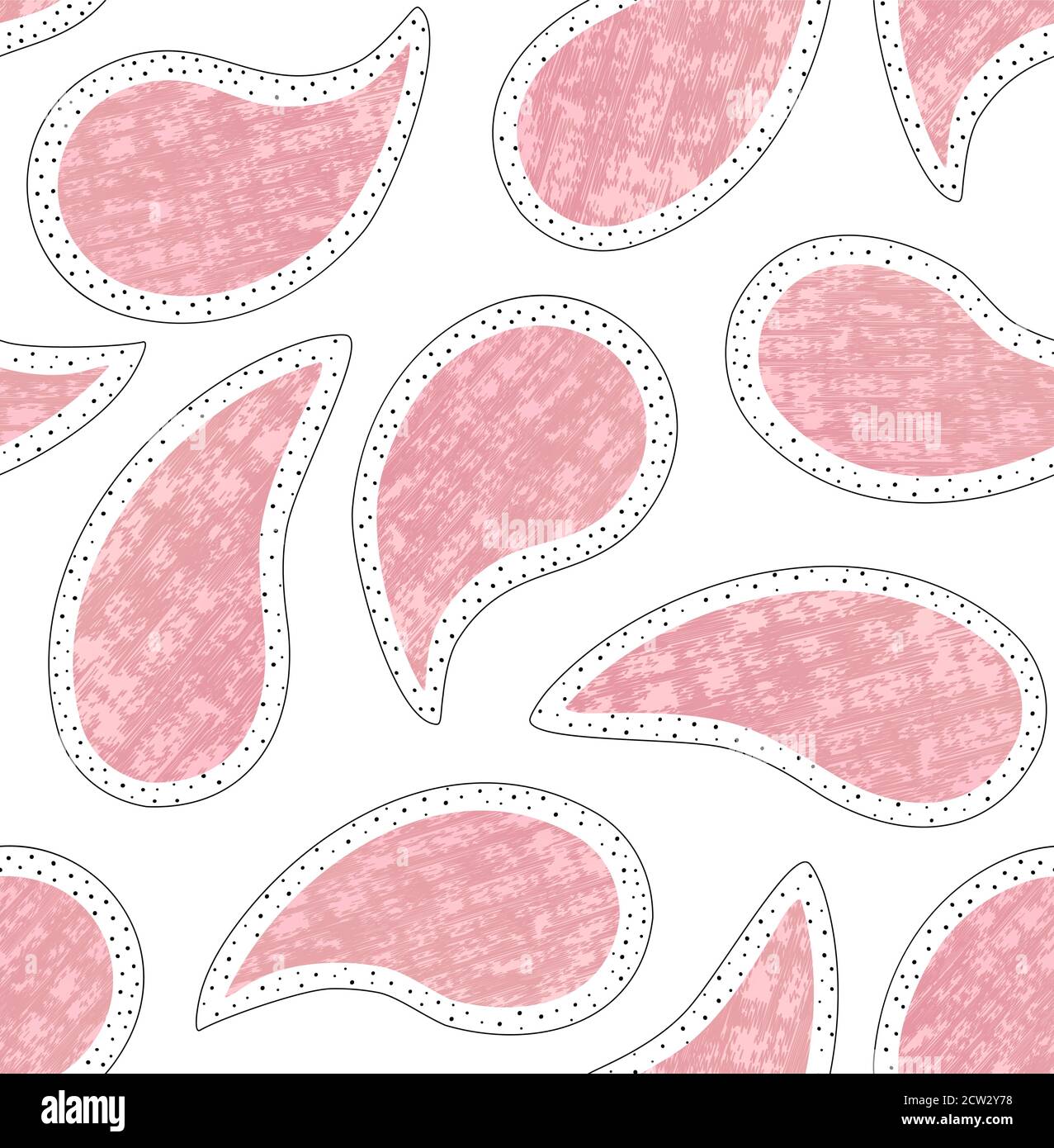 Pink paisley seamless pattern. Simple pastel vector illustration for ...