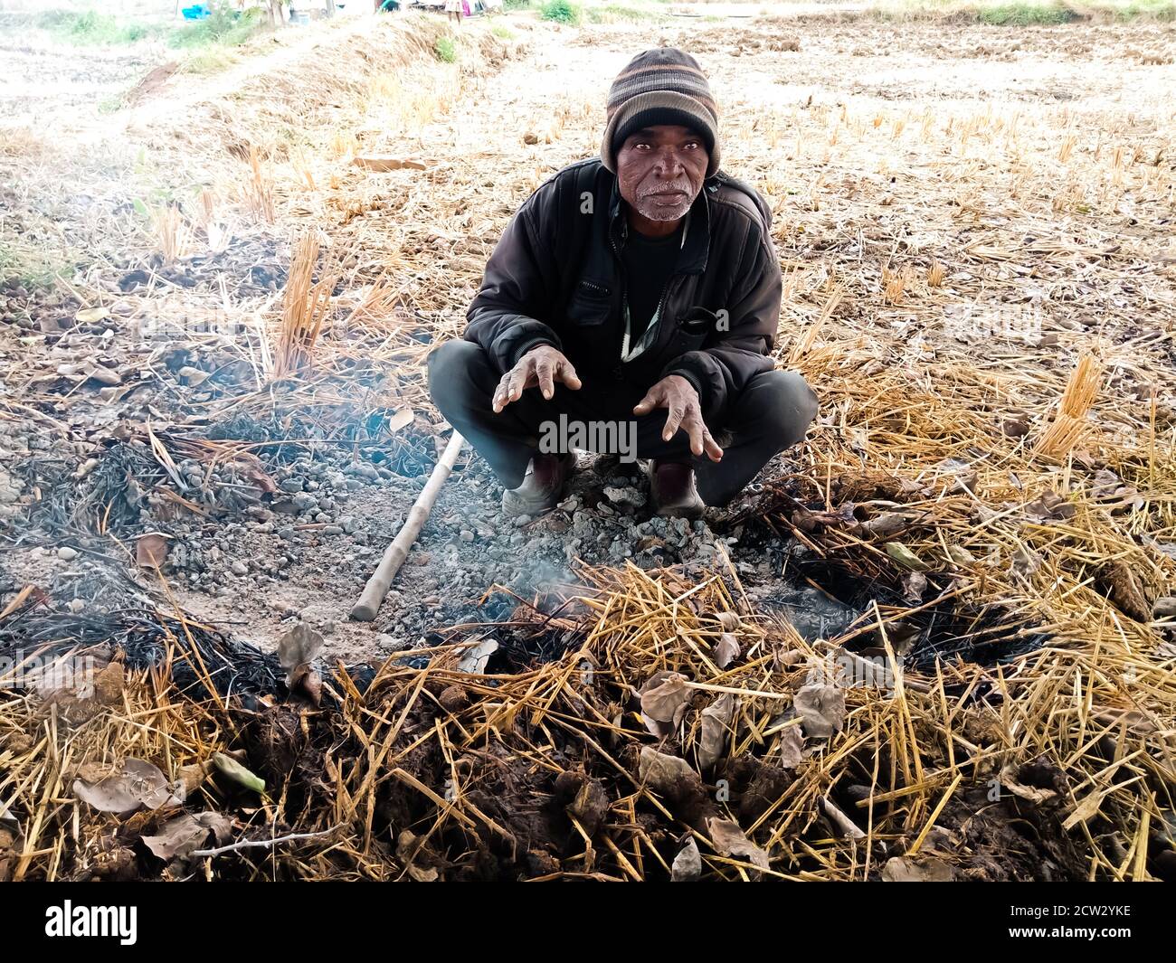 DISTRICT KATNI, INDIA - DECEMBER 13, 2019: An indian village old man ...