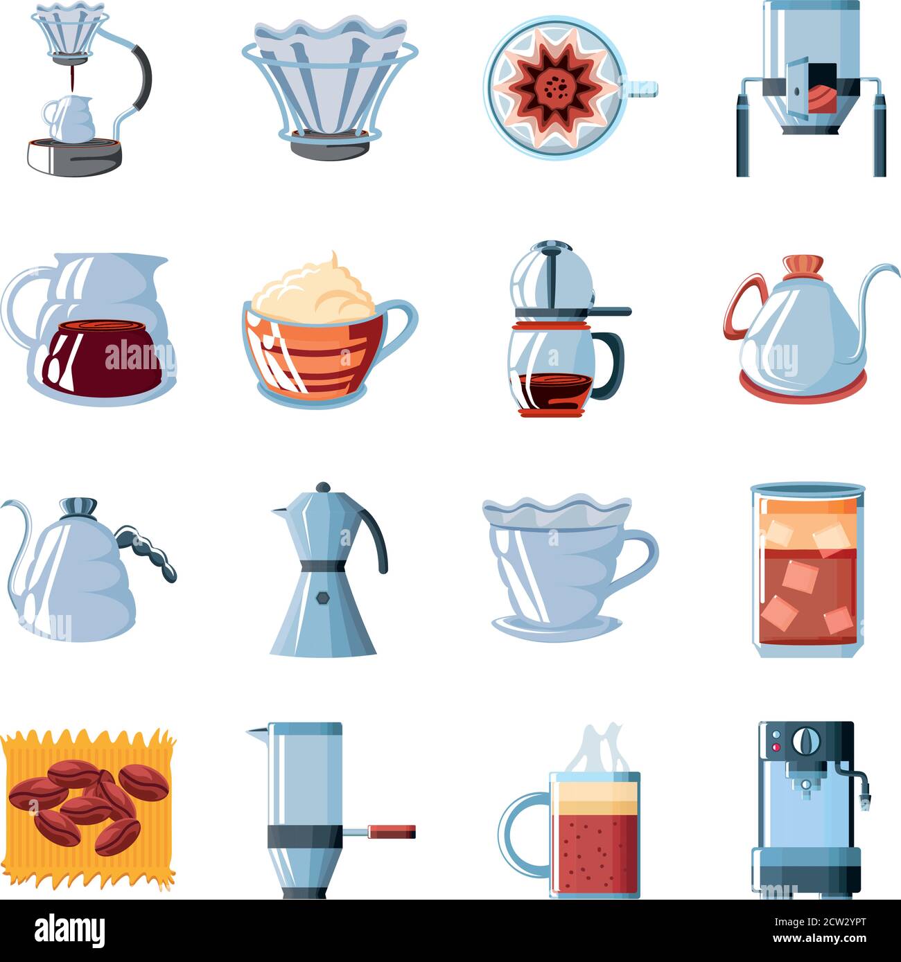 set of icons coffee tools and utensils on white background vector ...