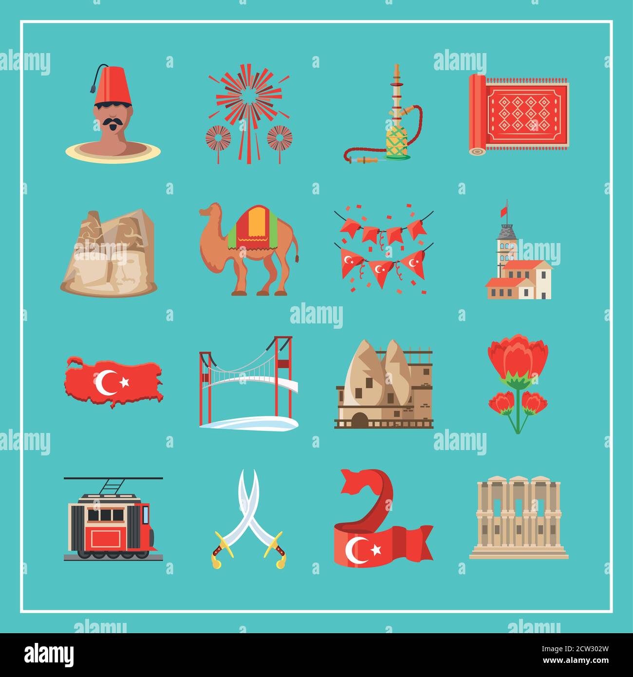 Turkish detailed style collection of icons design, Turkey culture ...
