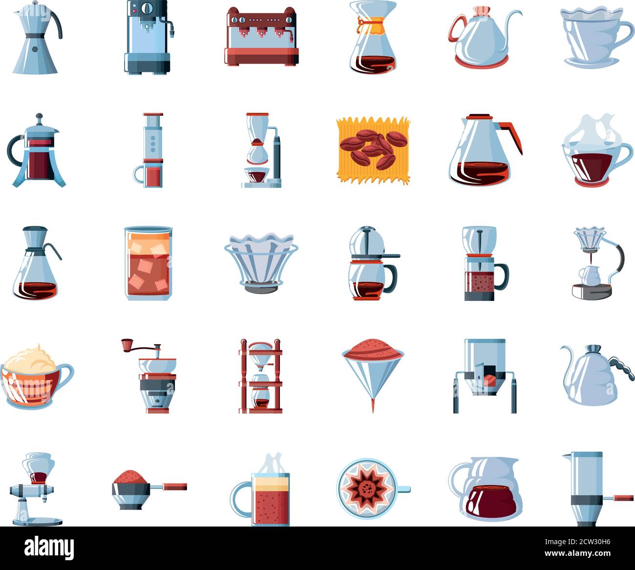 set of icons tools and utensils of the coffee vector illustration ...