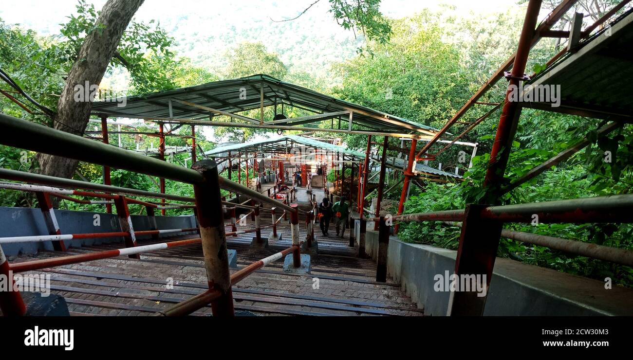 DISTRICT SATNA, INDIA - SEPTEMBER 13, 2019: Stairs constructed with ...
