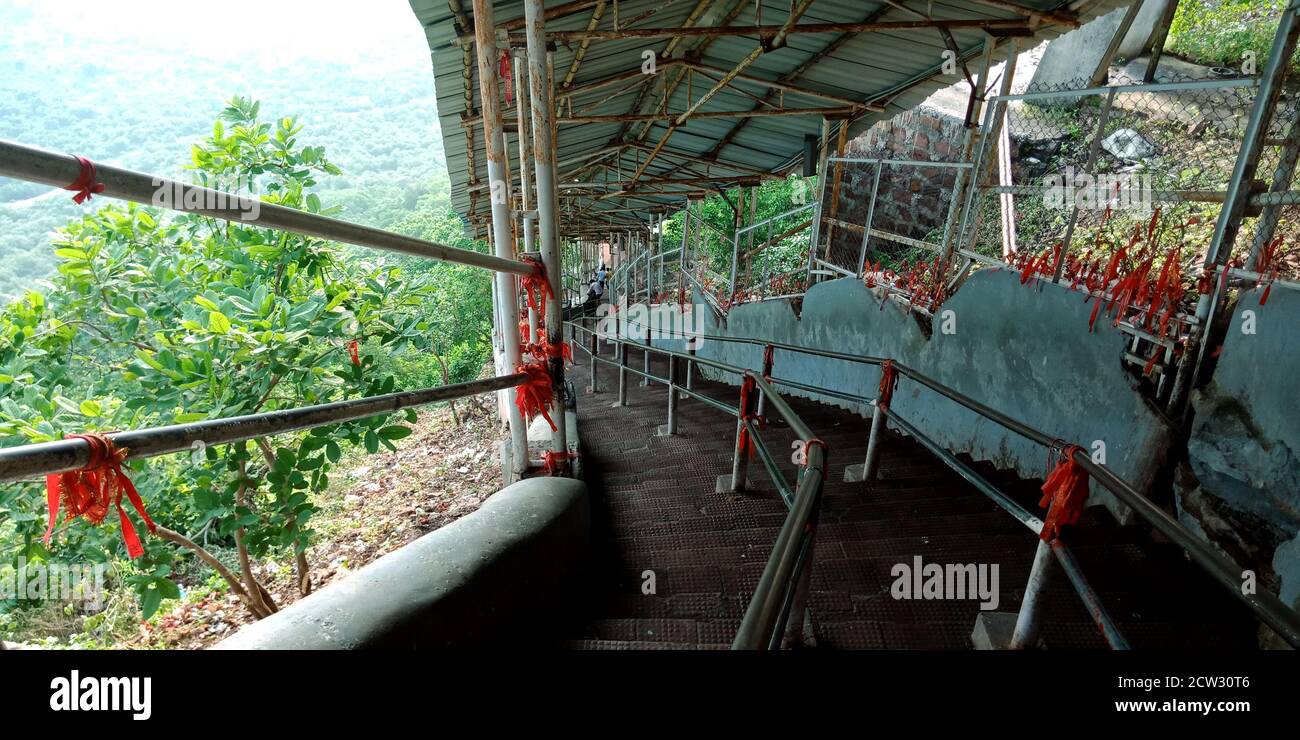DISTRICT SATNA, INDIA - SEPTEMBER 13, 2019: Stairs Top to down at Hindu ...
