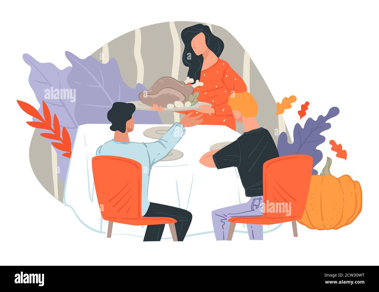 Family dinner home autumn Stock Vector Images - Alamy