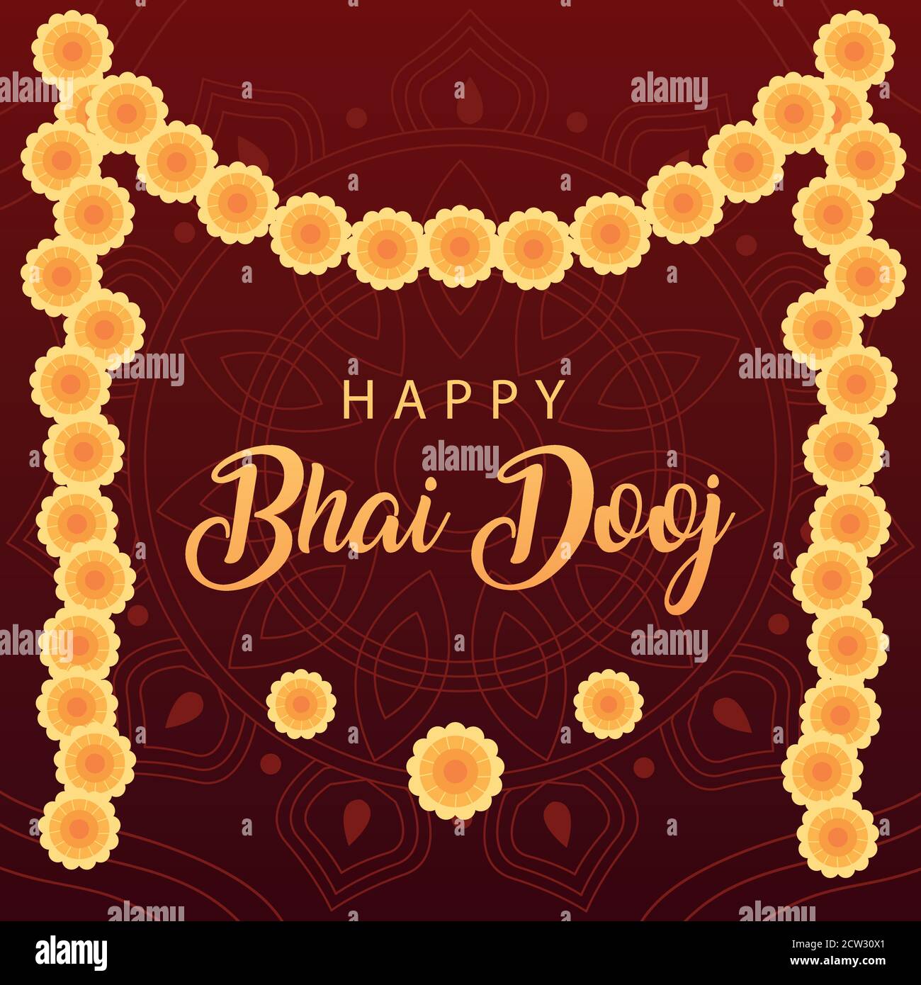happy bhai dooj with yellow flowers design, Festival and celebration ...