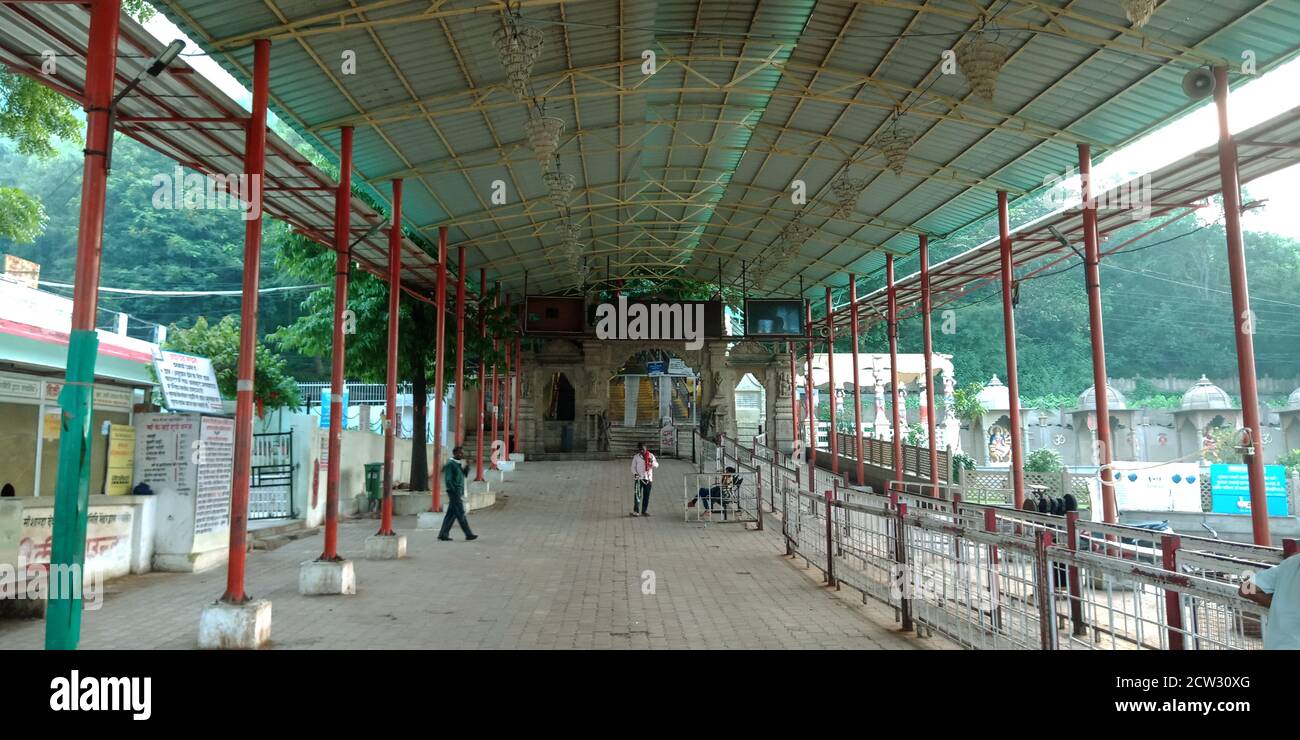 DISTRICT SATNA, INDIA - SEPTEMBER 13, 2019: Temple stairs down to up at ...