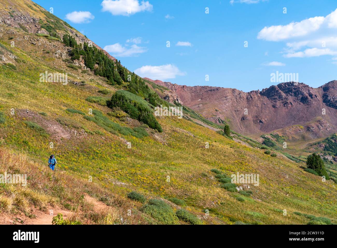 Hiker backpacking on the Four Pass Loop Trail near Aspen, Colorado ...