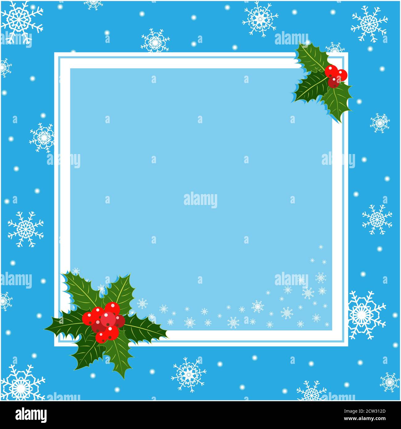 Xmas frame blue leaves Stock Vector Images - Alamy