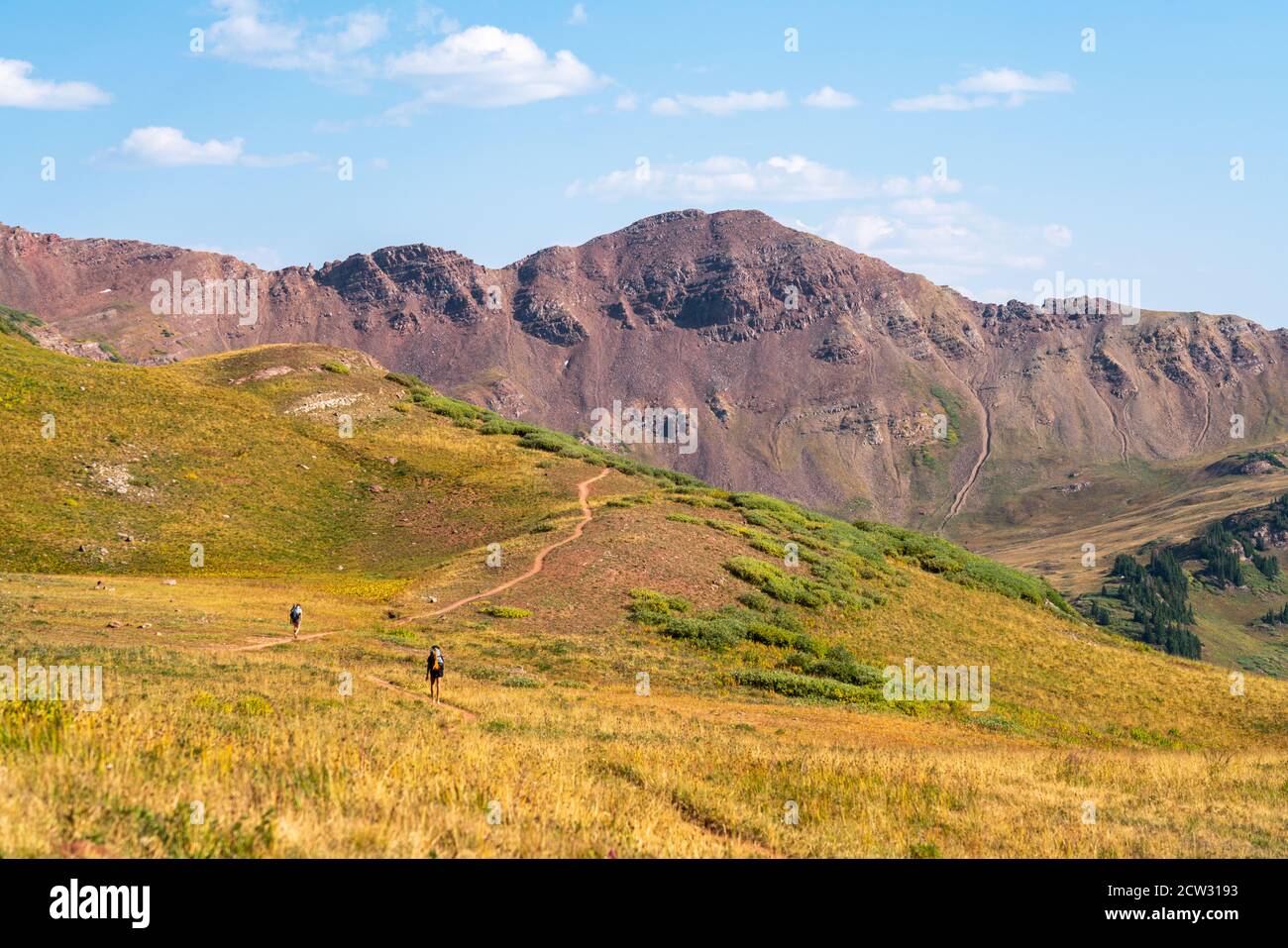Hiker backpacking on the Four Pass Loop Trail near Aspen, Colorado ...