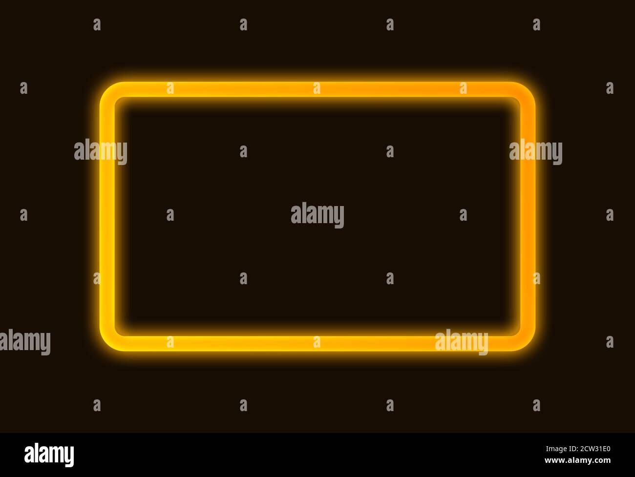Abstract Golden bright glowing neon frame signboard with copy space for ...