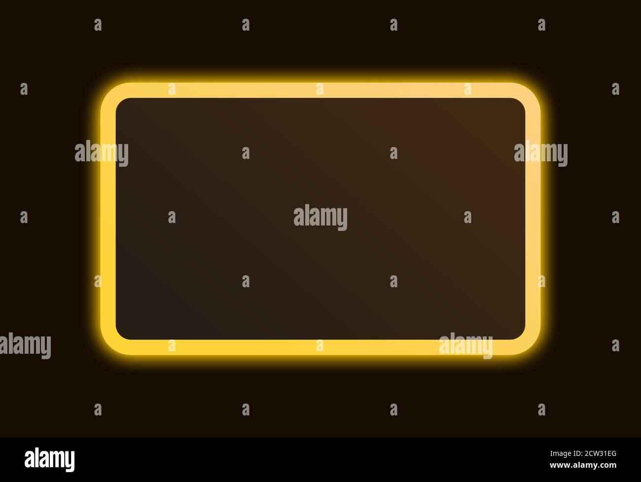 Bright gold neon glowing sign frame with space for text Stock Photo - Alamy