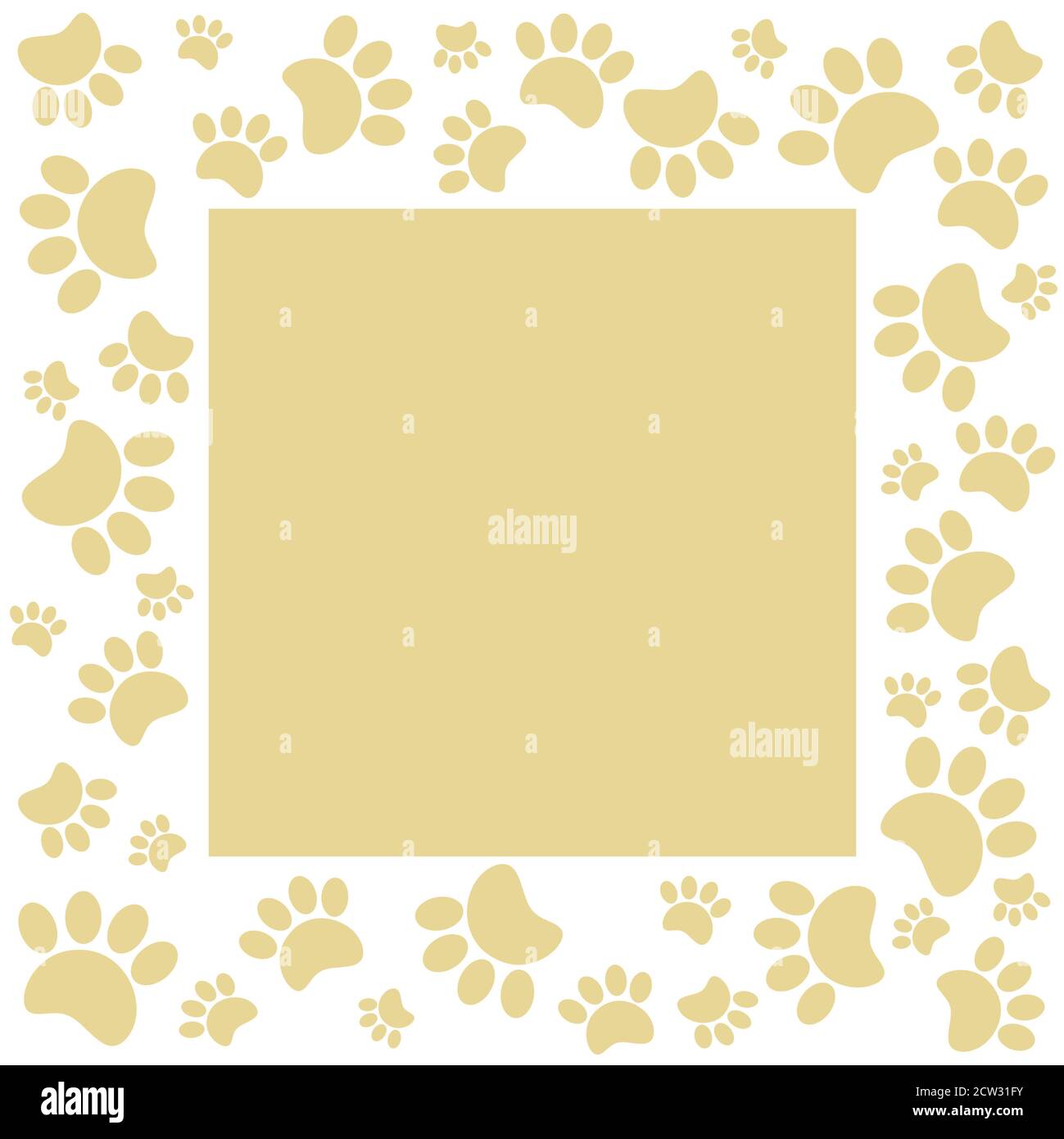 Animal paw prints background frame card template with empty space for ...