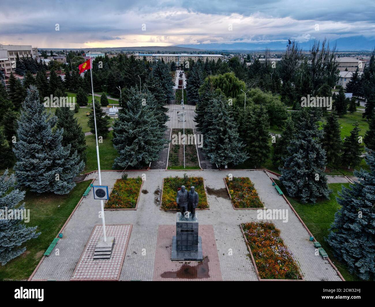 Drone photography of Karakol city in Kyrgyzstan's Issyk Kol oblast ...