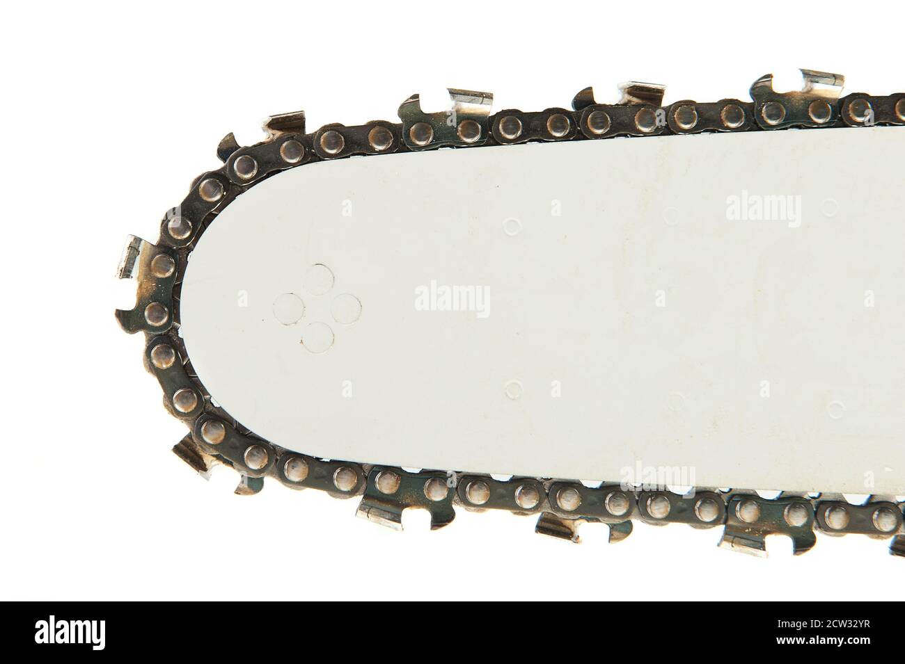 Detail of the chain saw isolated on the white background Stock Photo ...