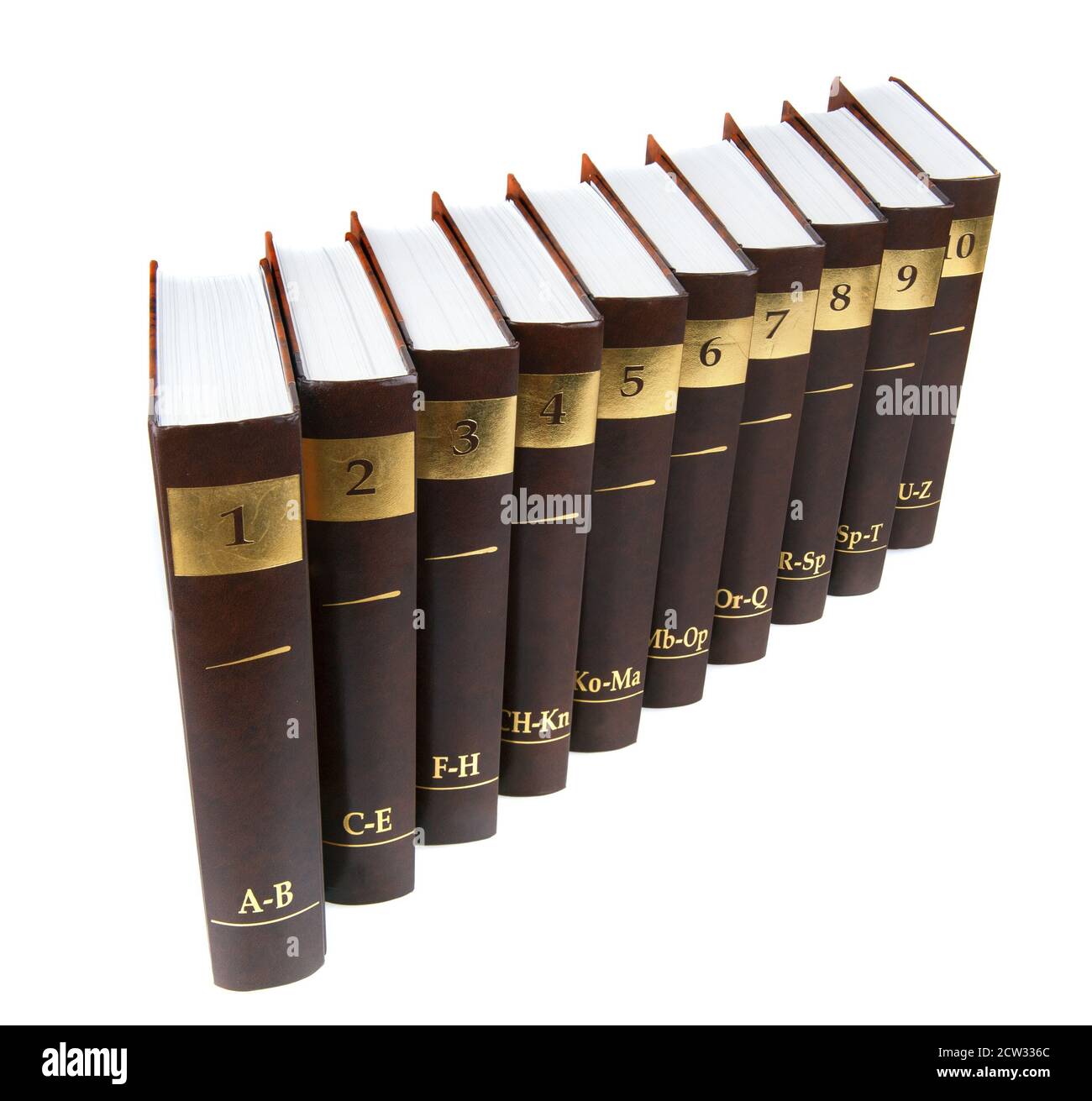 Encyclopedia set - 10 heavy book tomes isolated Stock Photo - Alamy