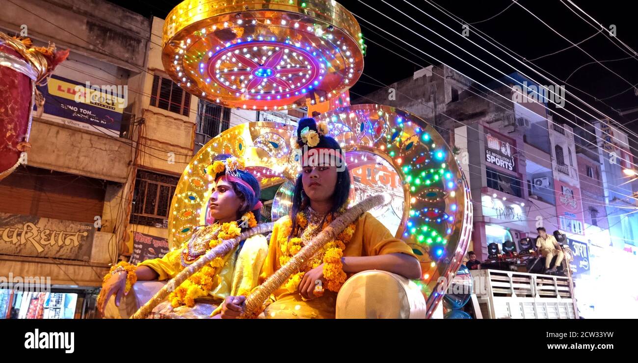 DISTRICT KATNI, INDIA - OCTOBER 08, 2019: Lord Rama and laxman rath ...
