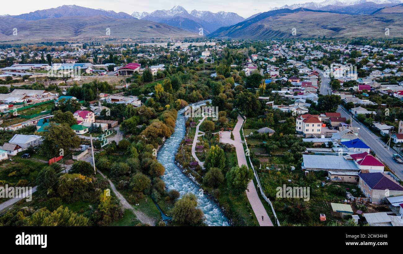 Drone photography of Karakol city in Kyrgyzstan's Issyk Kol oblast ...