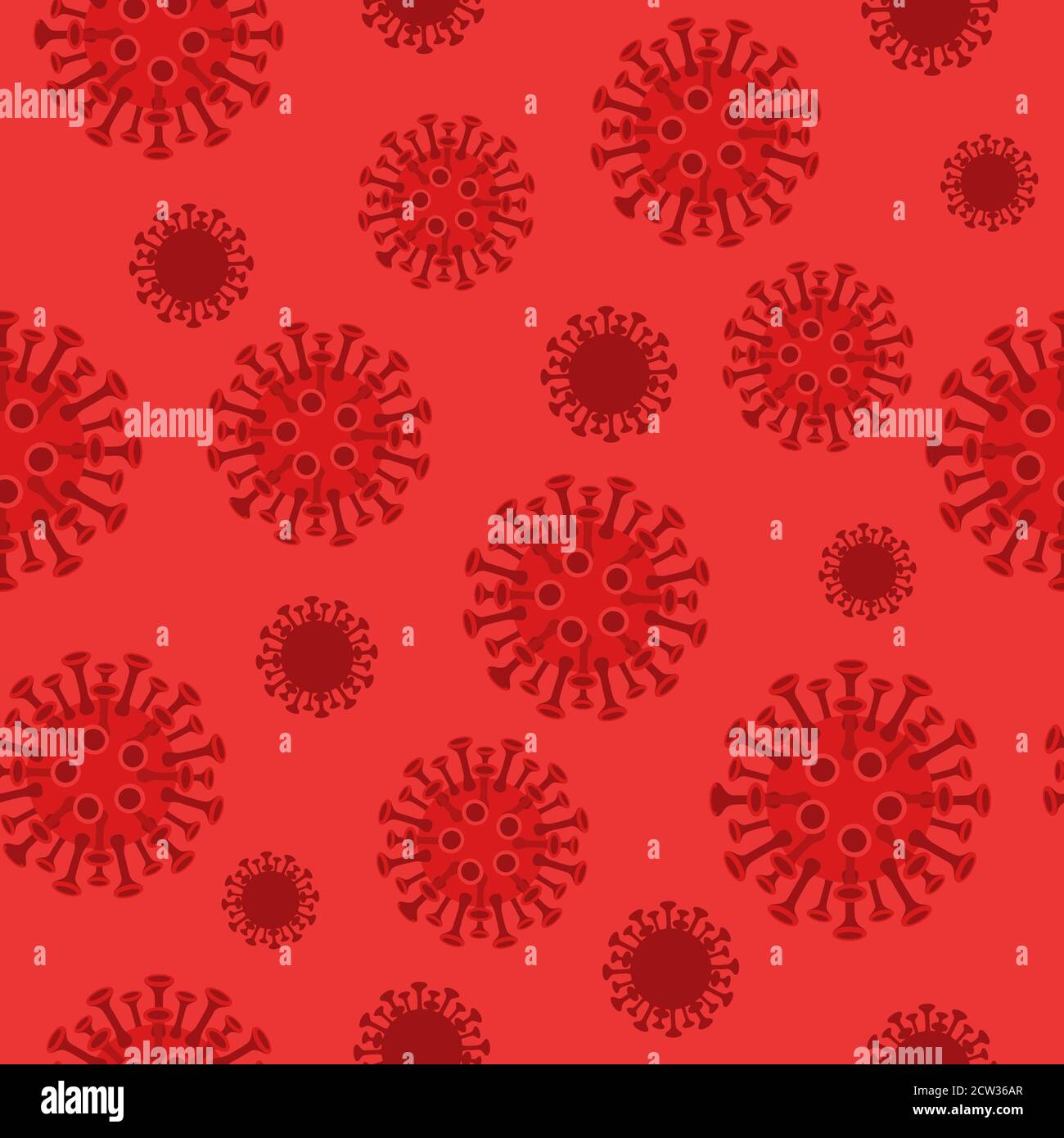 Coronavirus bacteria seamless pattern. Red viral pathogen danger of ...