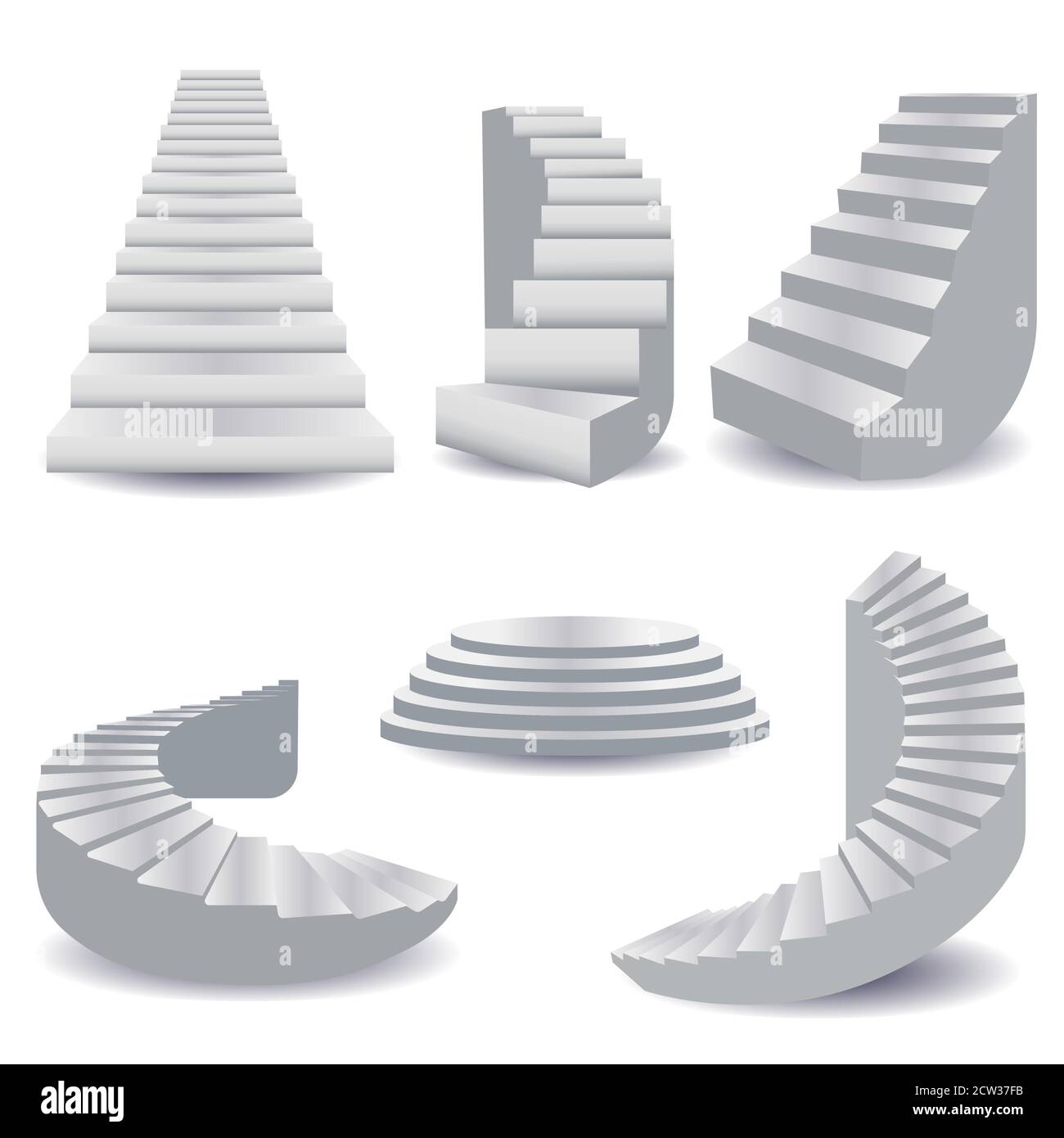 White stairs realistic 3d Stock Vector Images - Alamy
