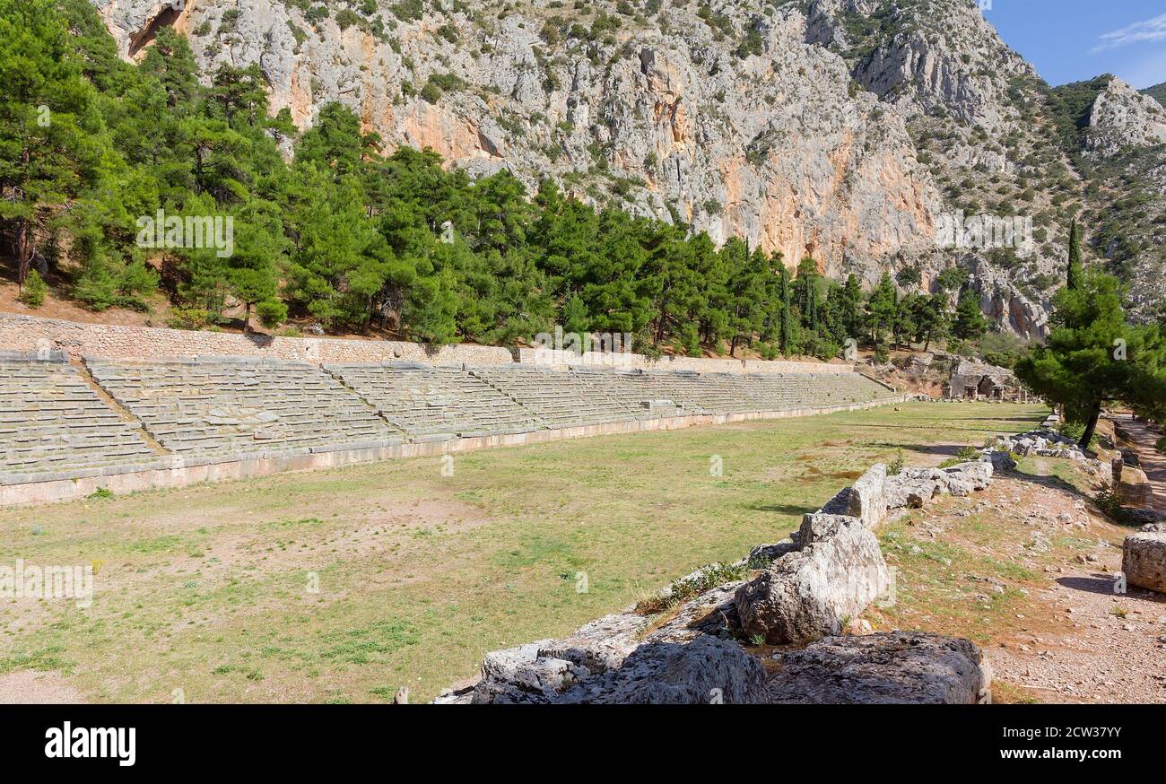 Ancient stadium of Delphi, Greece Stock Photo - Alamy
