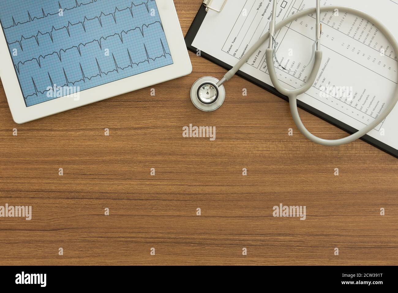 Cardiograph, electrocardiogram heart showing in tablet computer and ...