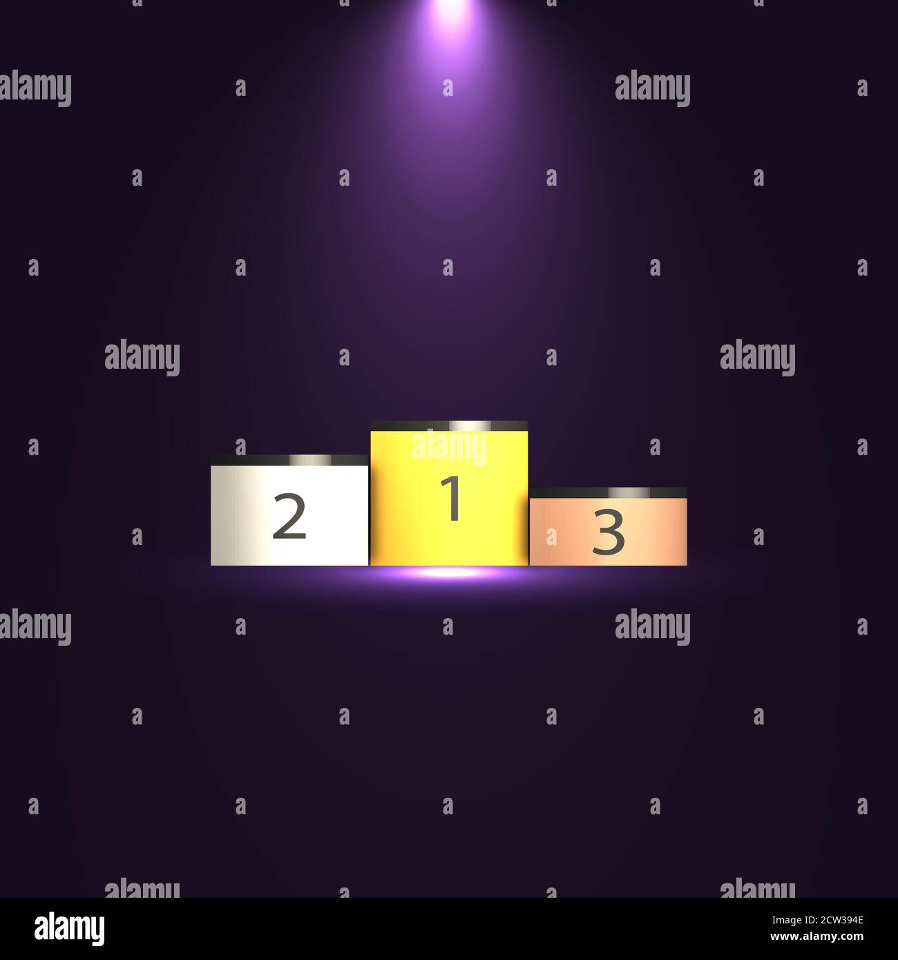 Lighted award pedestal. First, third and third places, vector ...