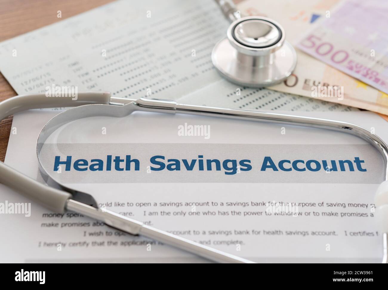 health savings account HSA concept with application form,euro money ...