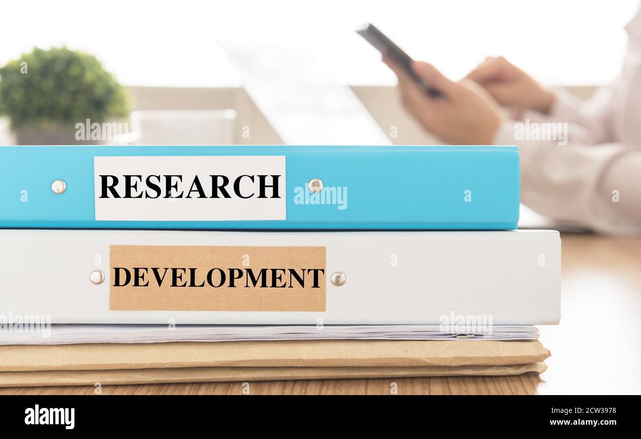 Documentation, Research and Development on desk in meeting room Stock ...