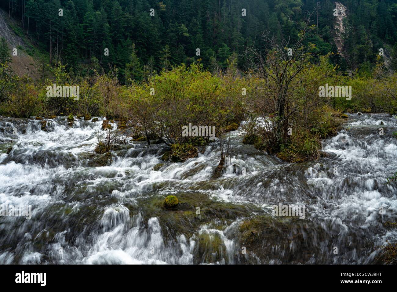The waterfalls and small streams in Jiuzhai Valley, Sichuan province ...