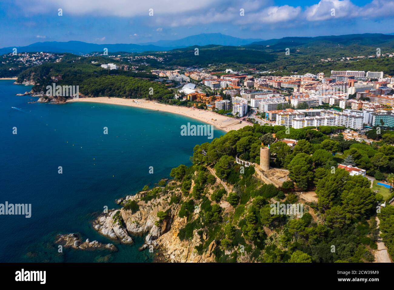 Aerial view of Lloret de Mar on the Costa Brava in Spain Stock Photo ...