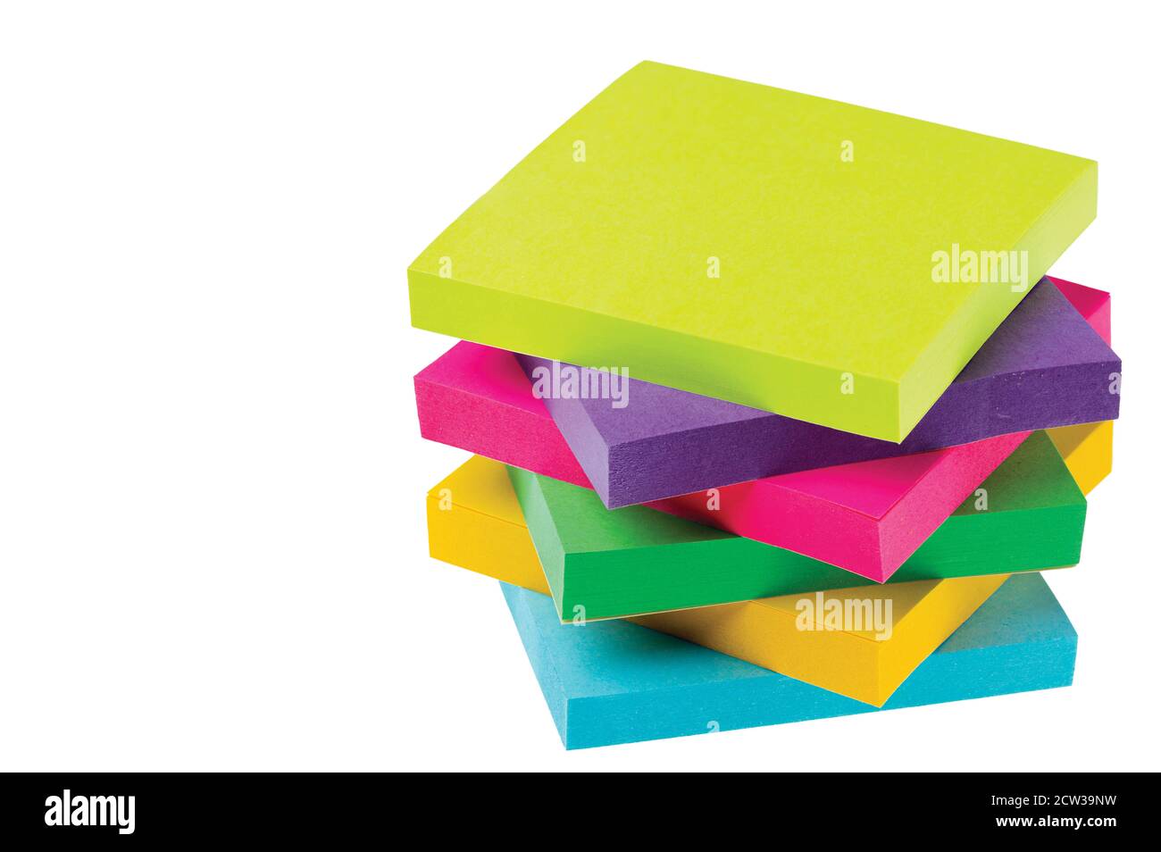 Close up view of colorful post it note isolated on white background ...