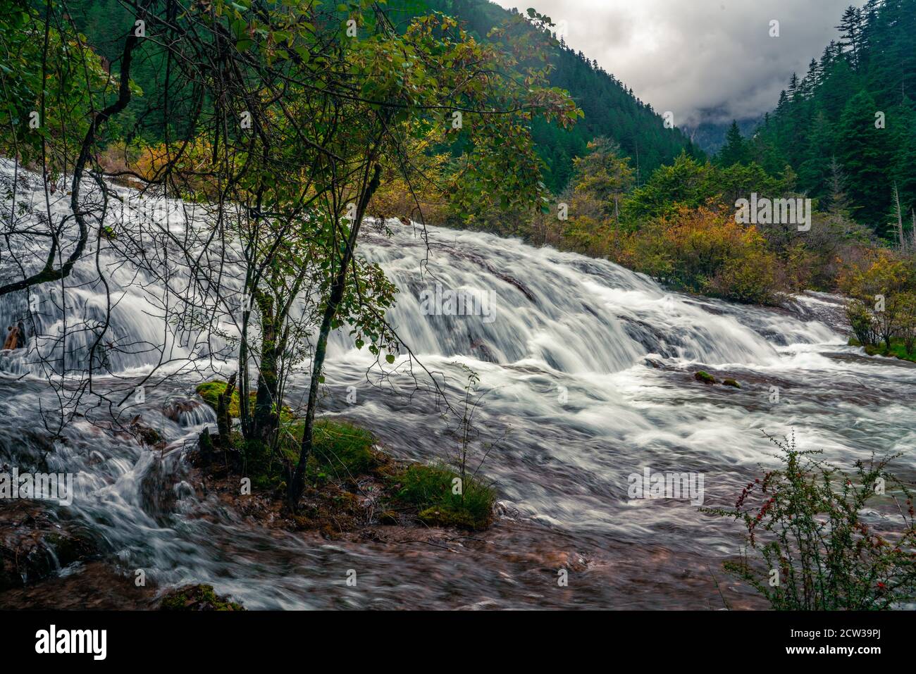 The waterfalls and small streams in Jiuzhai Valley, Sichuan province ...