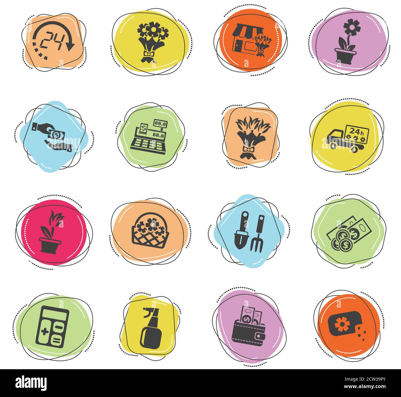 flower shop icon set Stock Vector Image & Art - Alamy