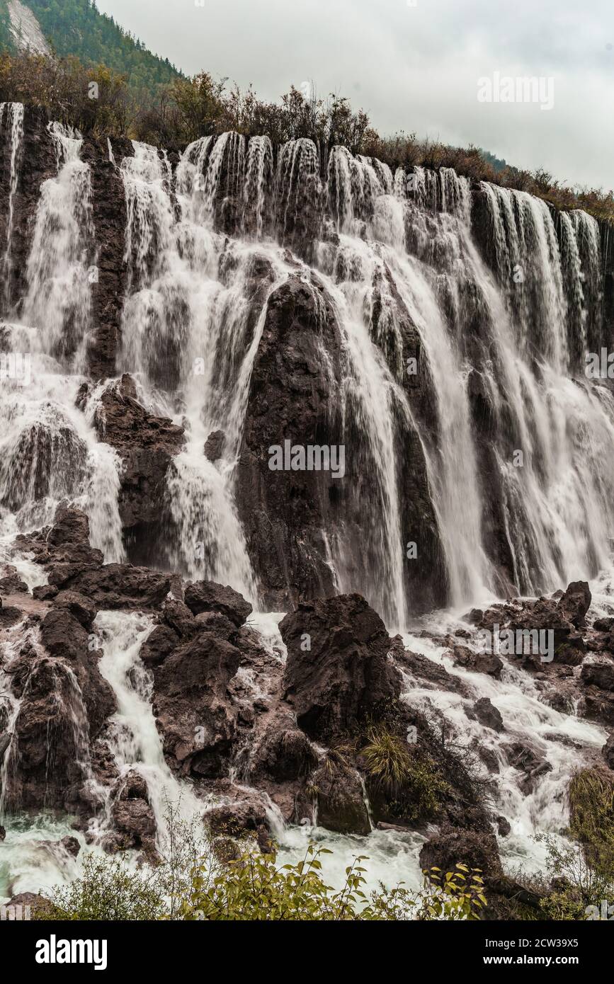 The waterfalls and small streams in Jiuzhai Valley, Sichuan province ...