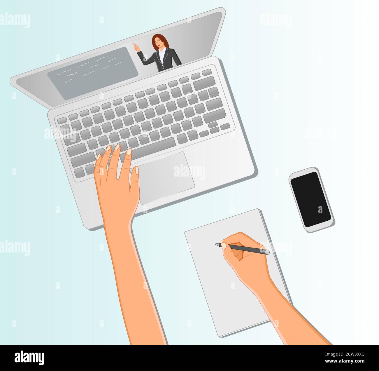 Teacher and student are taking notes Stock Vector Images - Alamy