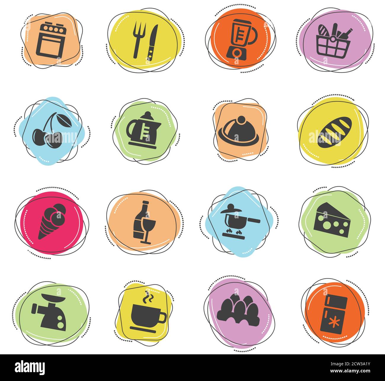 food and kitchen icon set Stock Vector Image & Art - Alamy