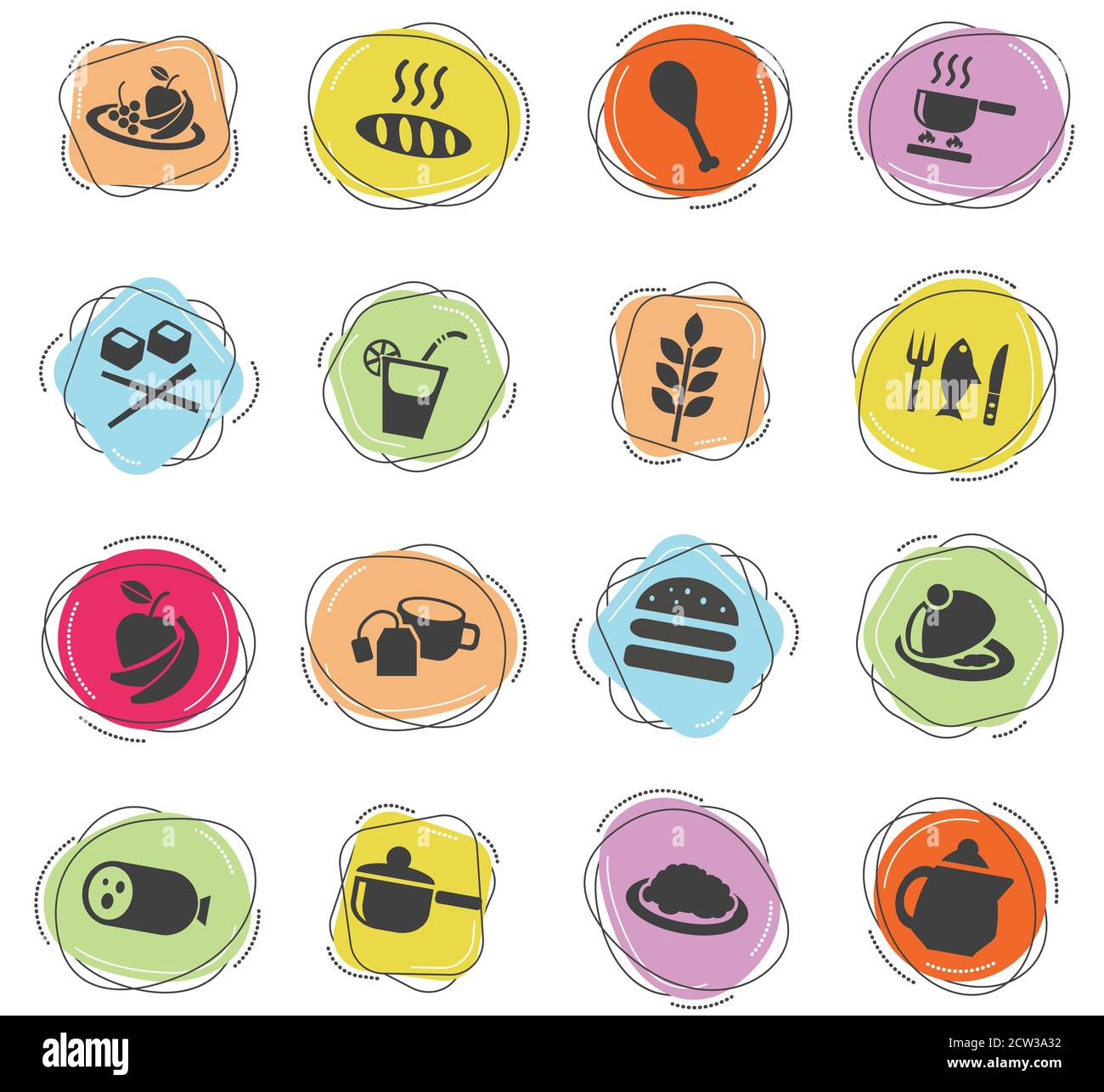food and kitchen icon set Stock Vector Image & Art - Alamy