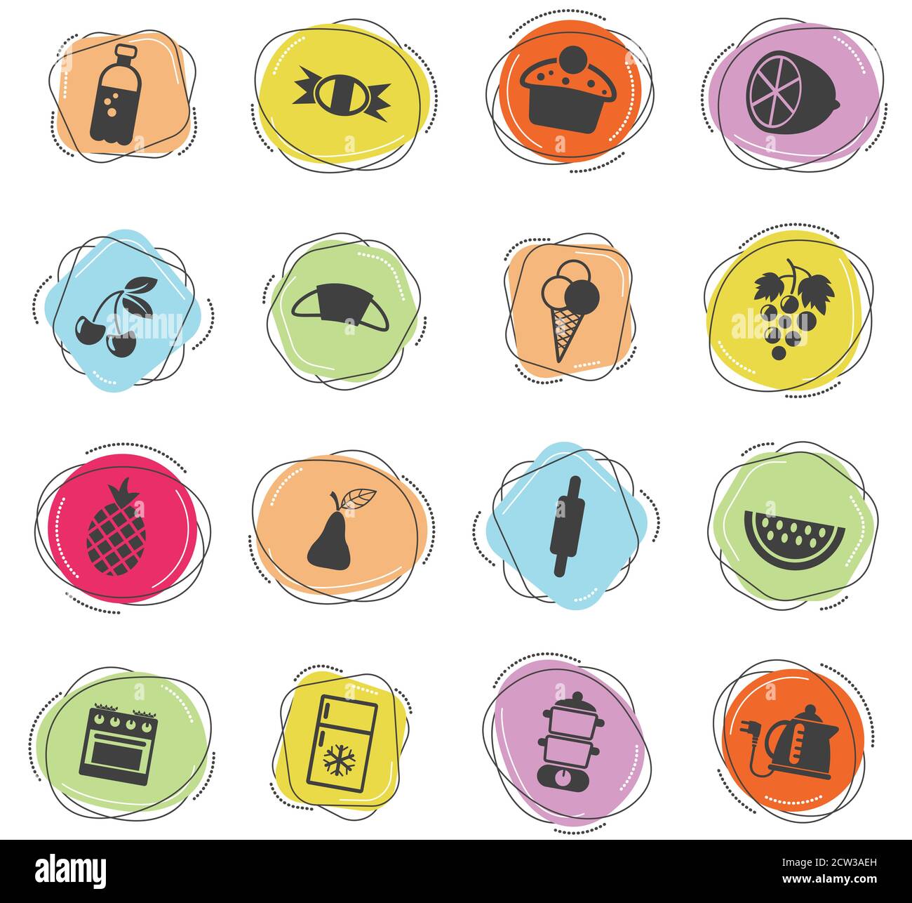 food and kitchen icon set Stock Vector Image & Art - Alamy