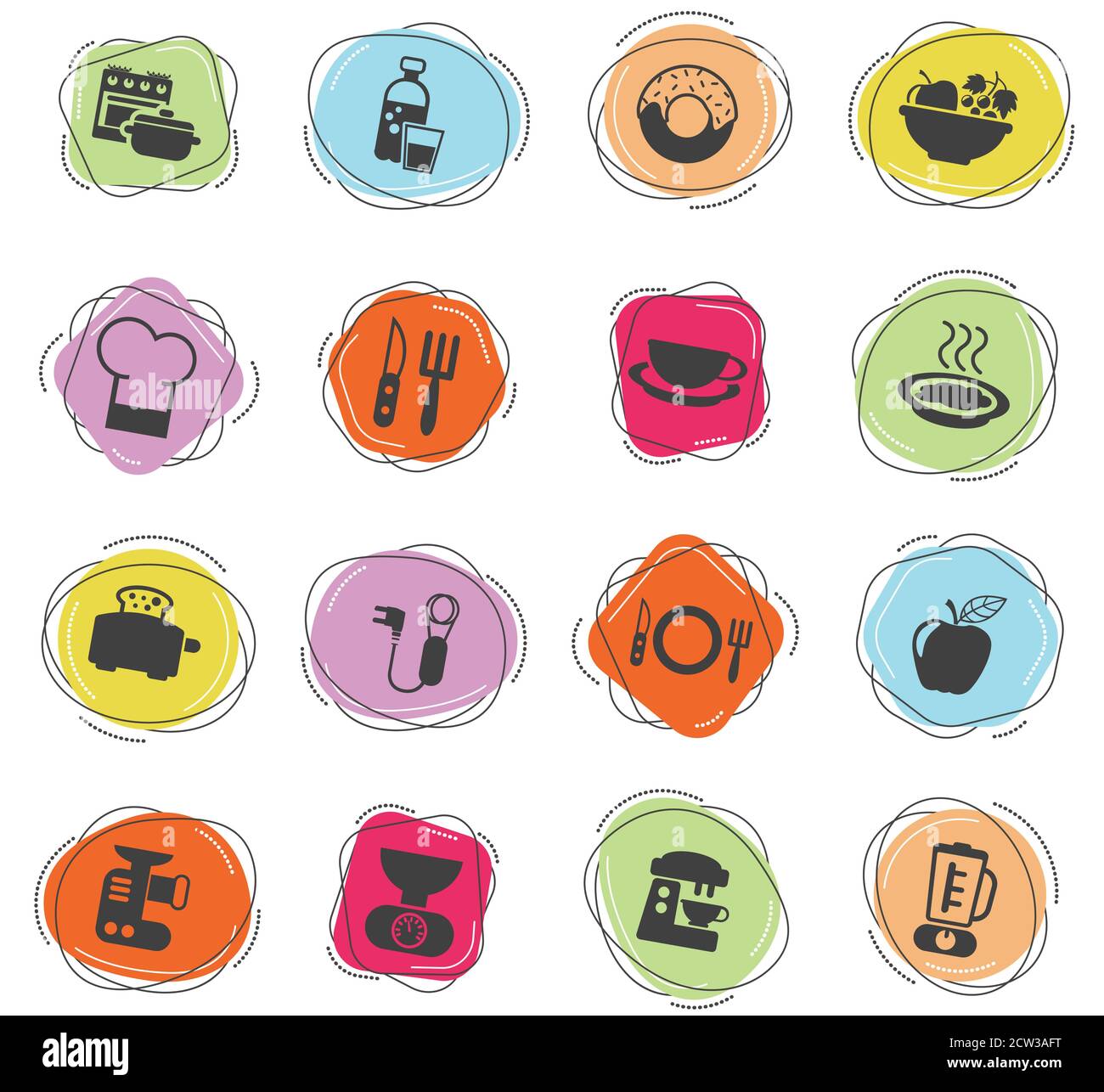 food and kitchen icon set Stock Vector Image & Art - Alamy