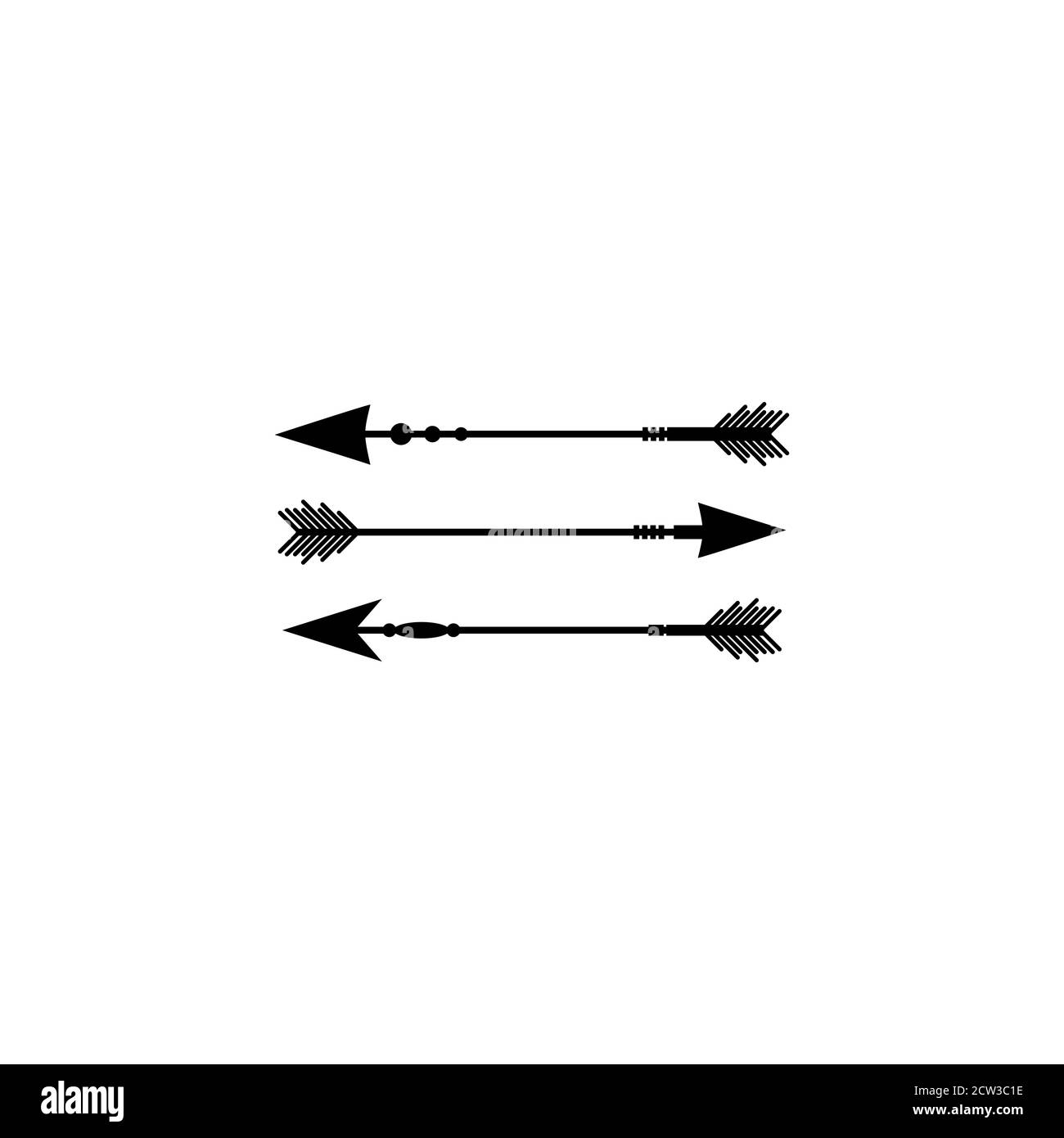 Two crossed black arrows isolated on white. Flat adventure icon. Campin ...