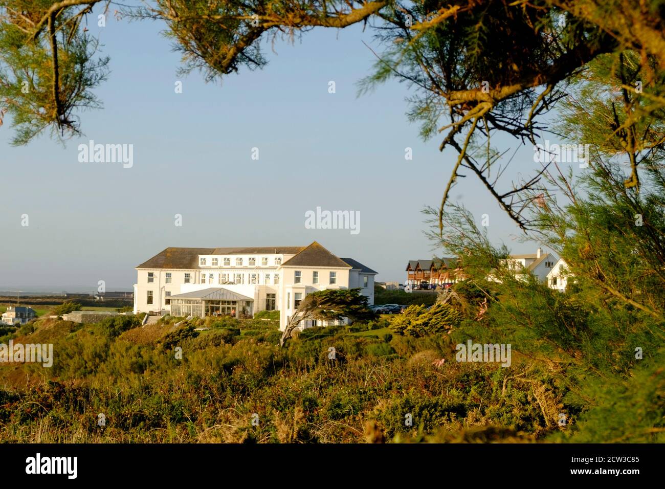 The Polurrian on the Cove Hotel, Mullion cornwall UK. A clifftop hotel ...
